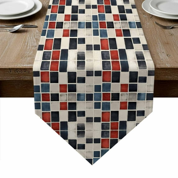 Colorful Geometric Table Runner Linen Burlap Table Runner 70 Inches ...