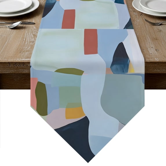 Colorful Geometric Table Runner Linen Burlap Table Runner 72 Inches ...