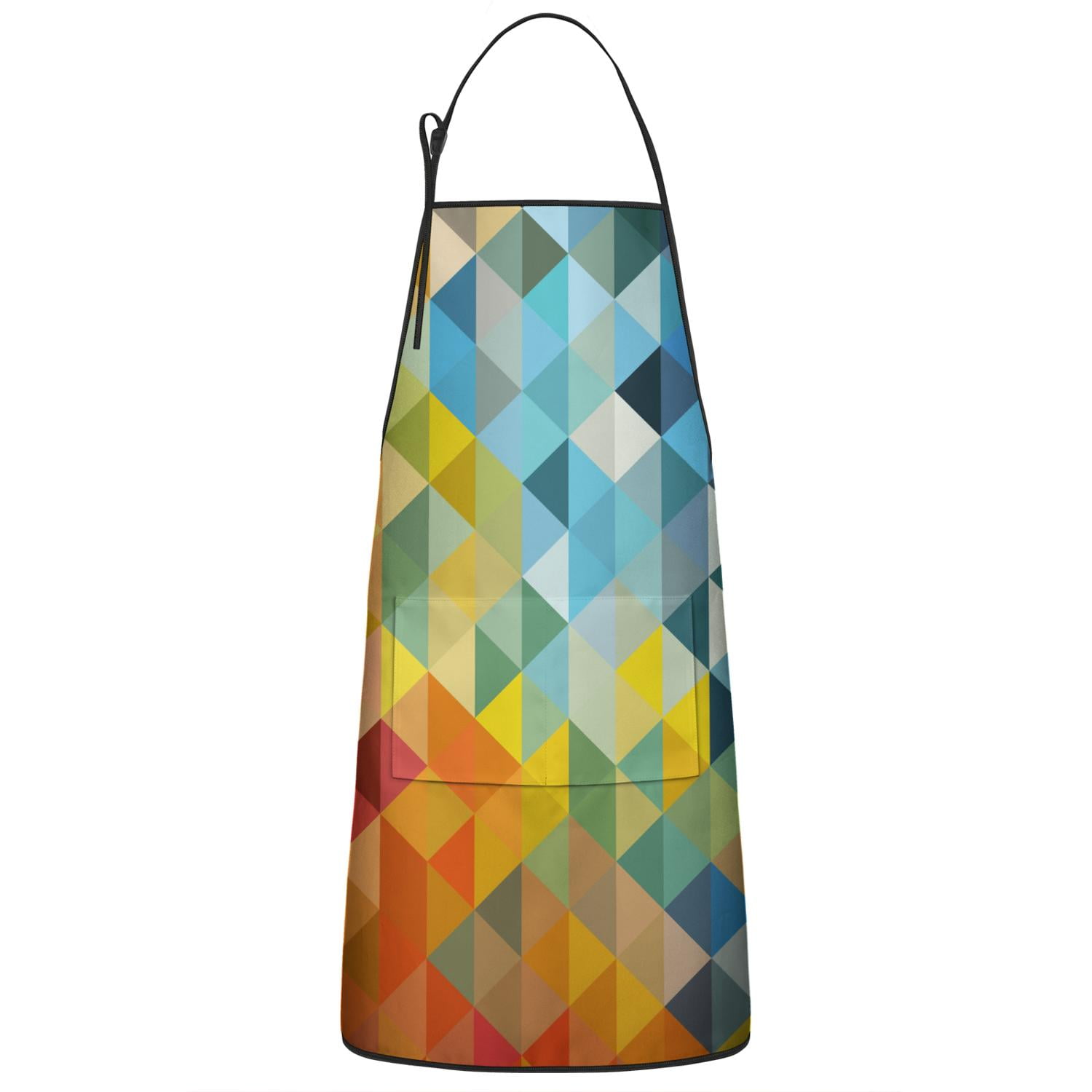 Colorful Geometric Triangle Bib Apron with Pocket Chef Aprons ...