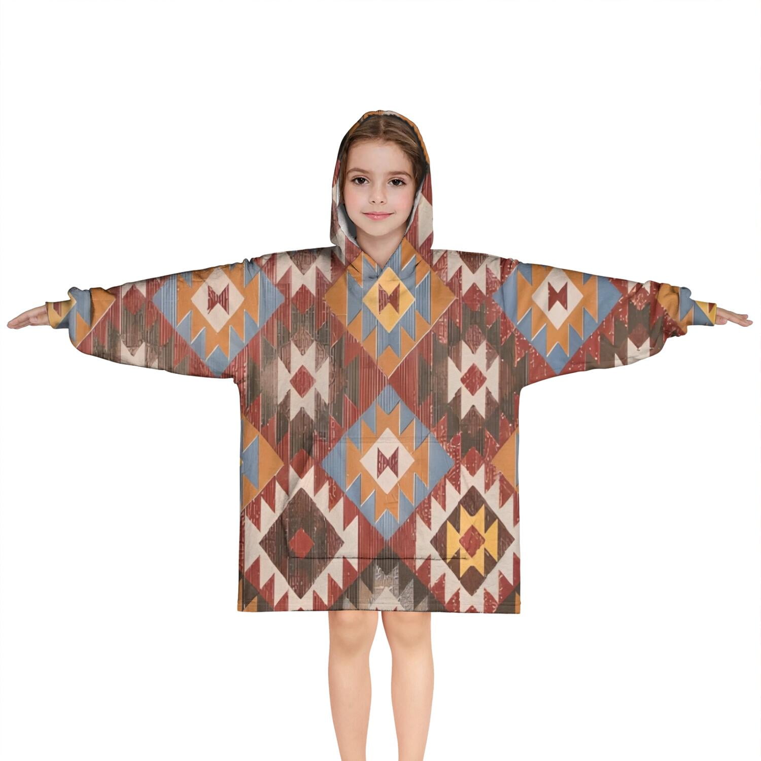 Colorful Geometric Triangle Diamond Pattern Blanket Hoodies for Kids 6 ...