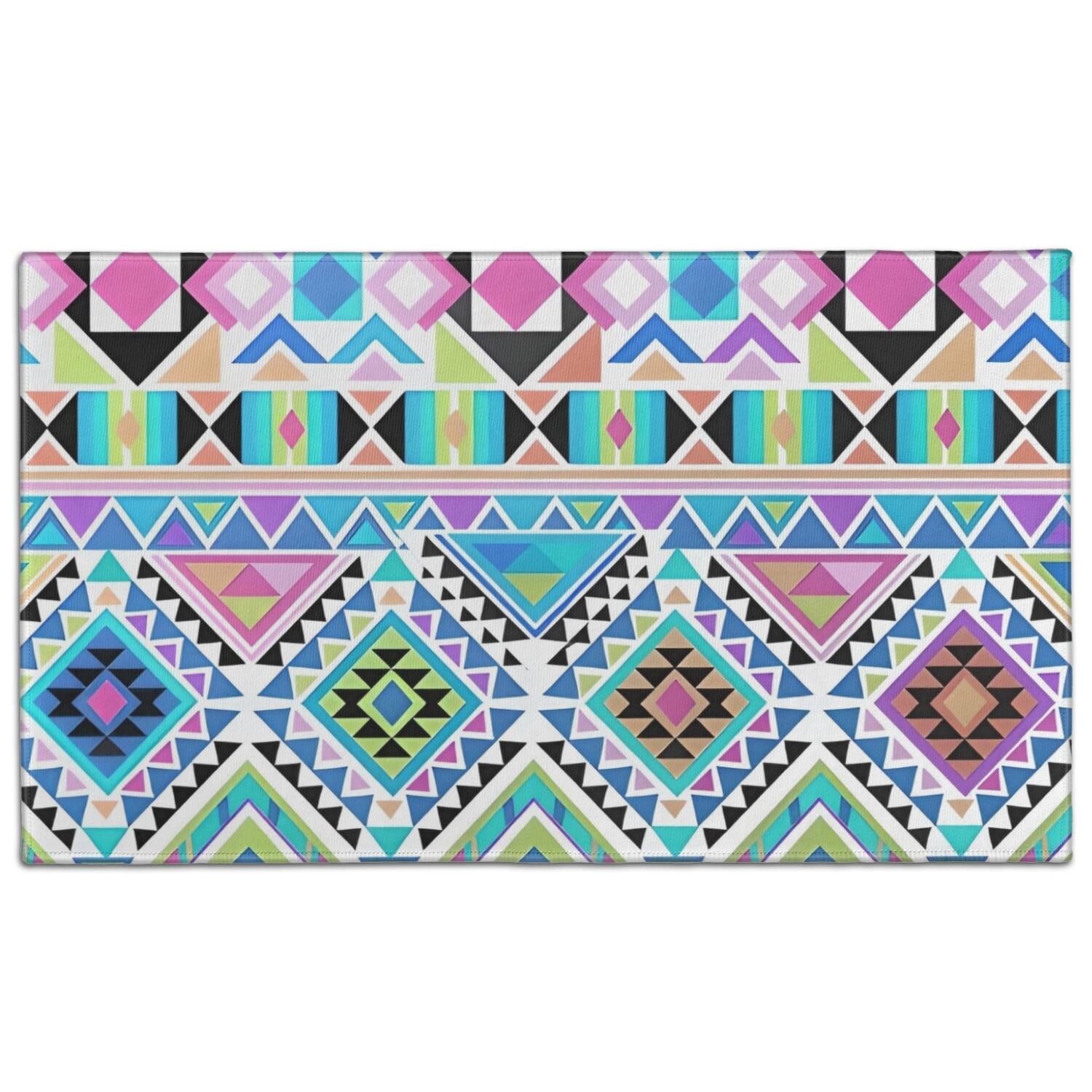 Colorful Geometric Triangle Diamond Pattern Door Rugs,Washable Non Slip ...