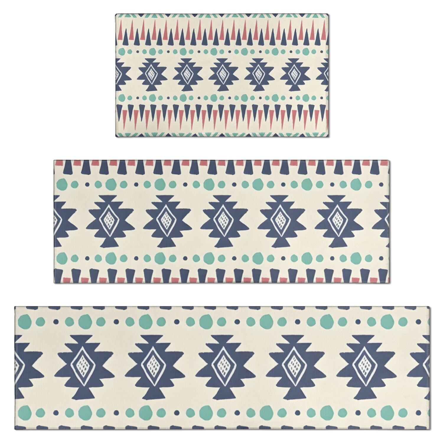 Colorful Geometric Triangle Diamond Pattern Kitchen Rugs Sets Of 3 ...
