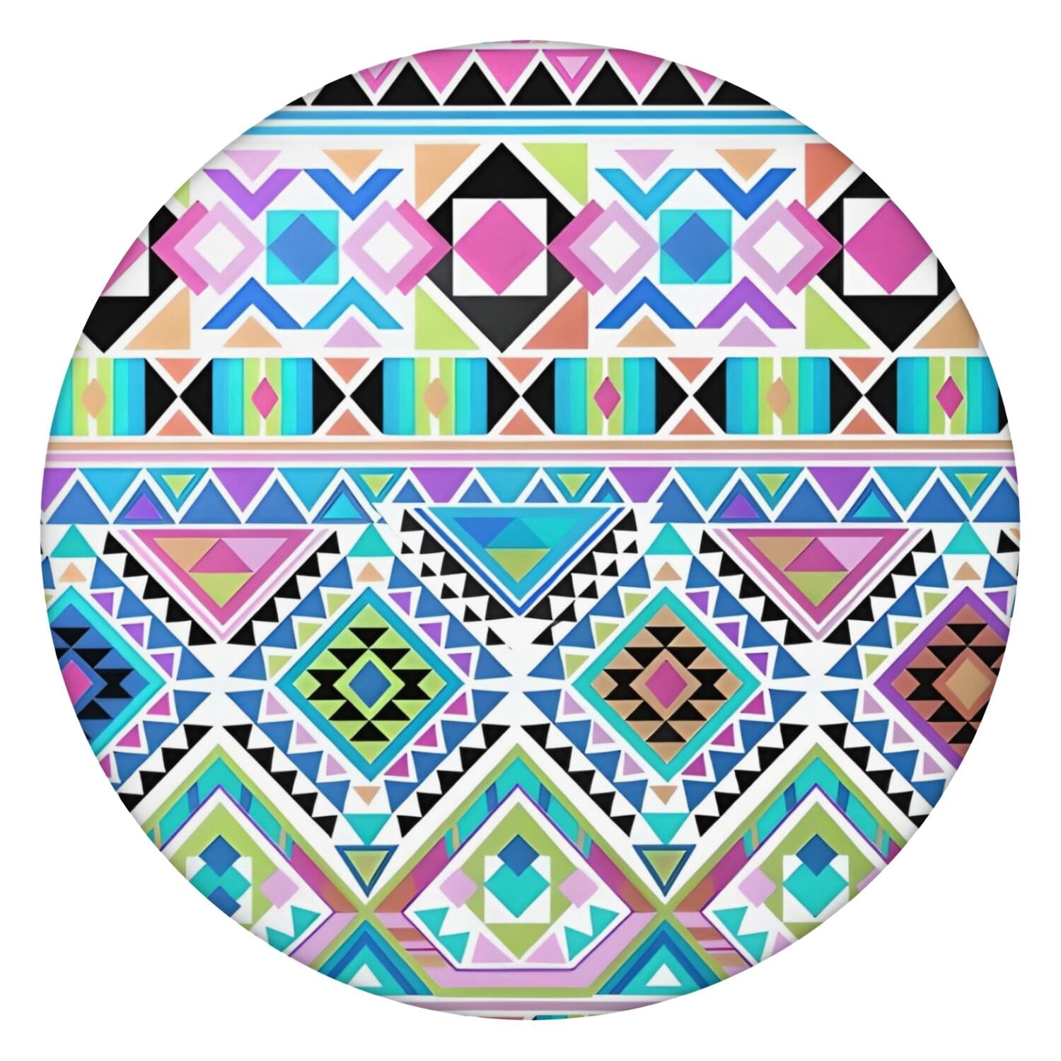Colorful Geometric Triangle Diamond Pattern Round Fitted Tablecloth ...