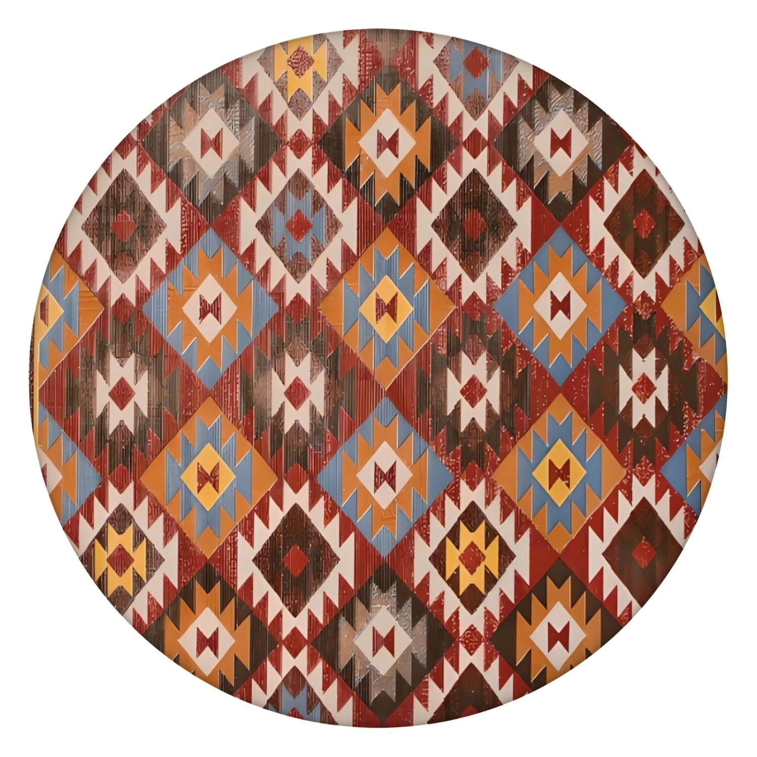 Colorful Geometric Triangle Diamond Pattern Round Fitted Tablecloth ...