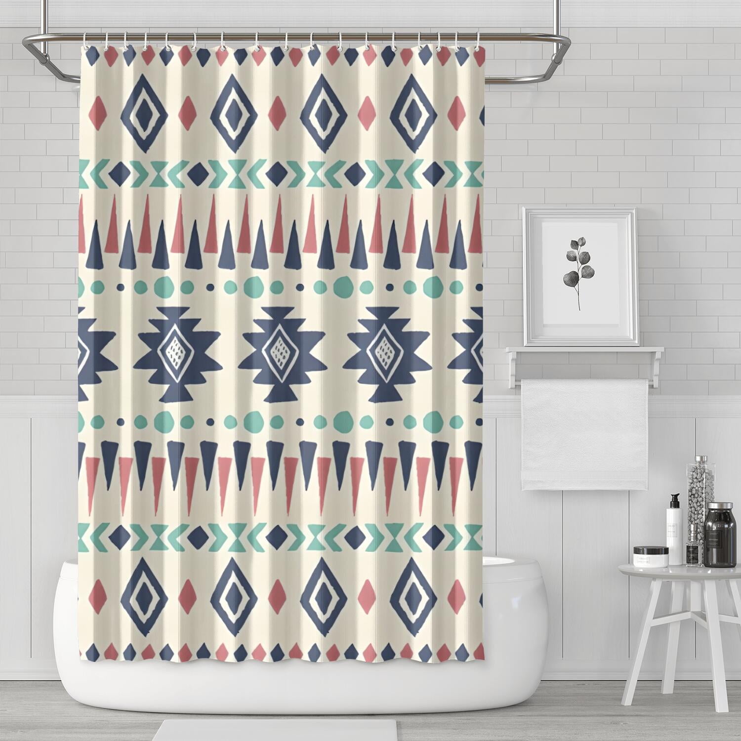 Colorful Geometric Triangle Diamond Pattern Shower Curtain 72"x72 ...