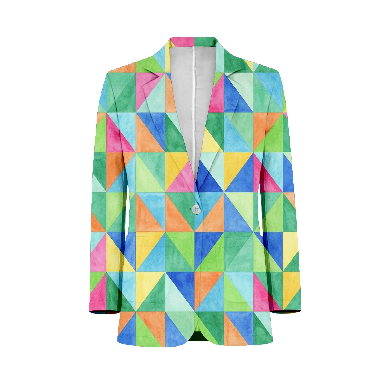 Colorful Geometric Triangle Pattern Mens Suits Shawl Collar Slim Fit ...