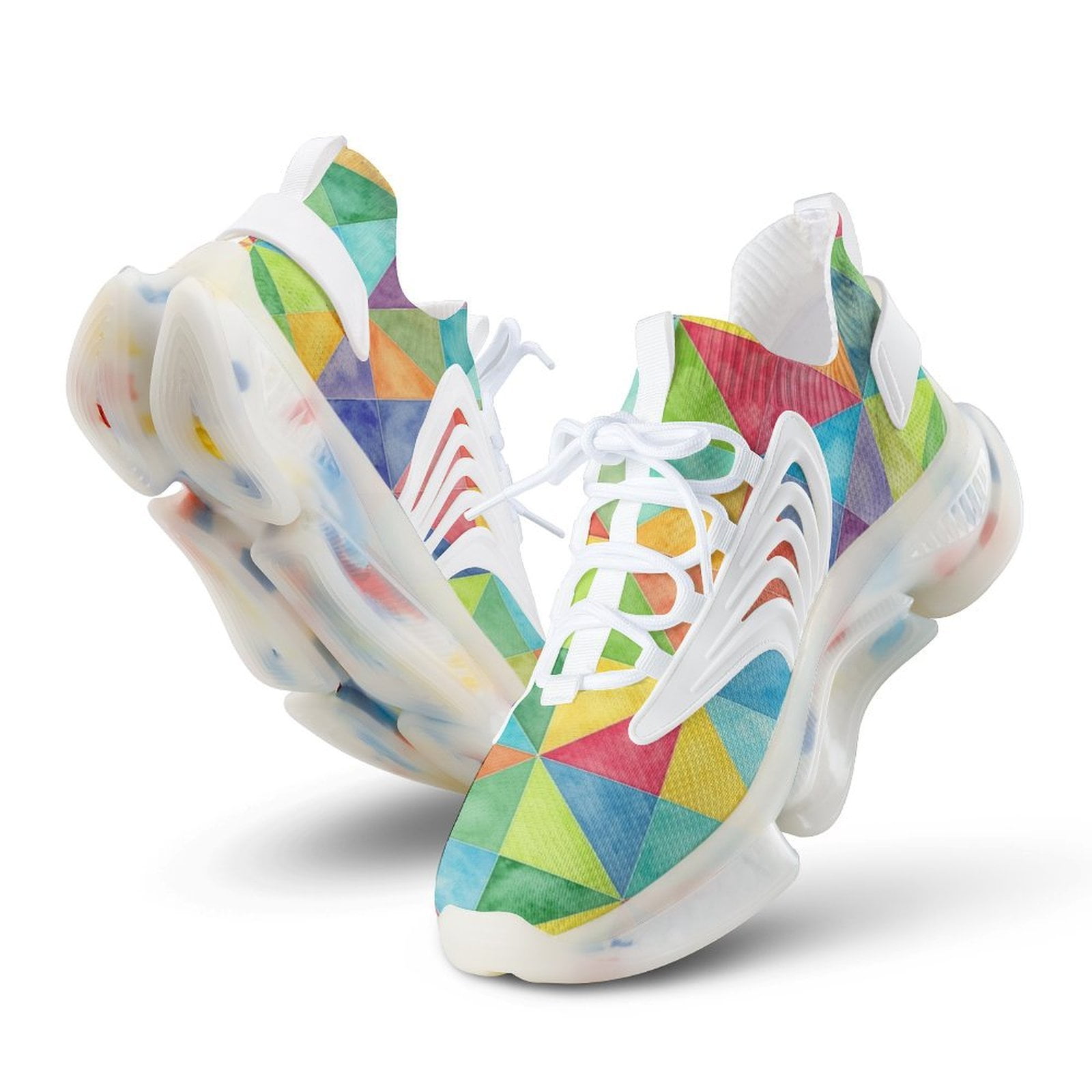 Colorful Geometric Triangle Pattern Walking Shoes for Men Woman ...