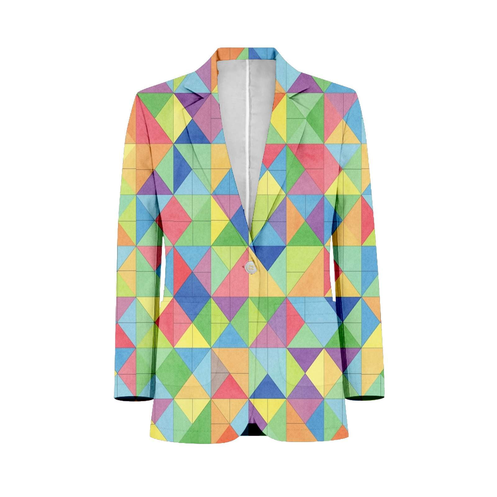 Colorful Geometric Triangles Pattern Mens Suits Shawl Collar Slim Fit ...
