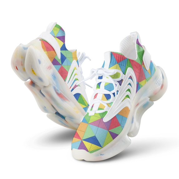 Colorful Geometric Triangles Pattern Walking Shoes for Men Woman ...