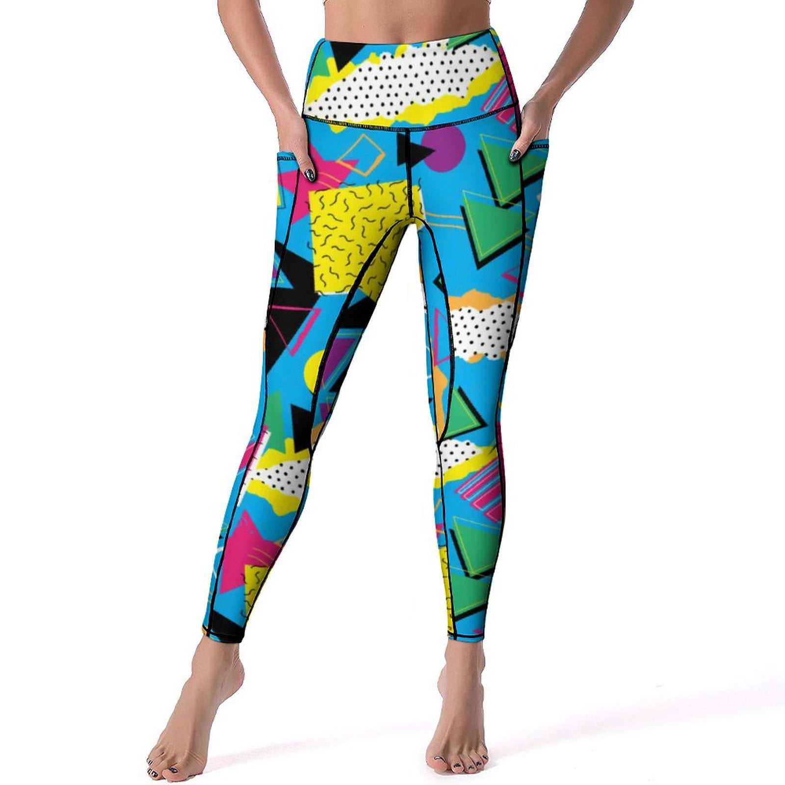 Colorful Geometric Yoga Pants Sexy Stained Glass Print Graphic Leggings ...