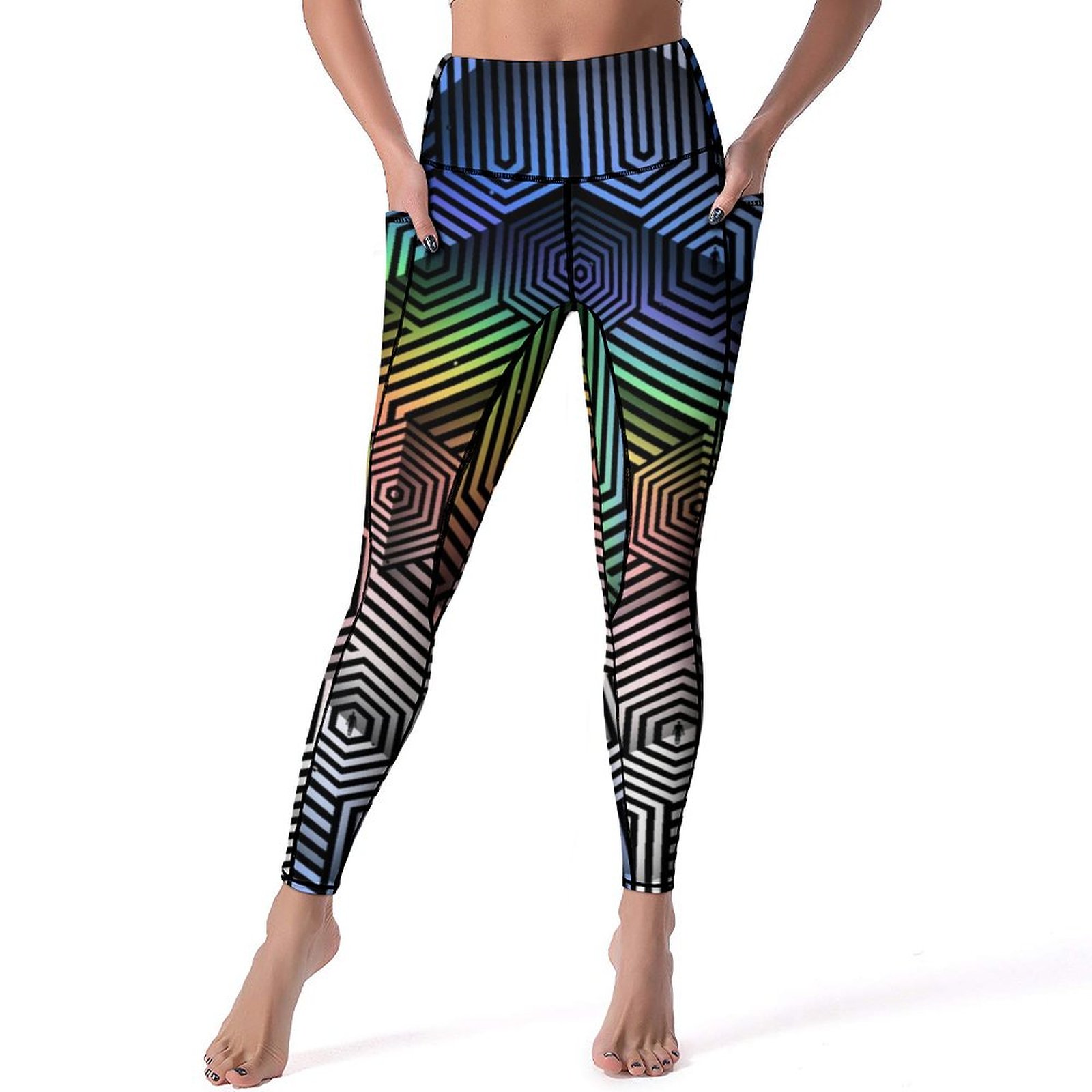 Colorful Geometric Yoga Pants Sexy Stained Glass Print Graphic Leggings ...