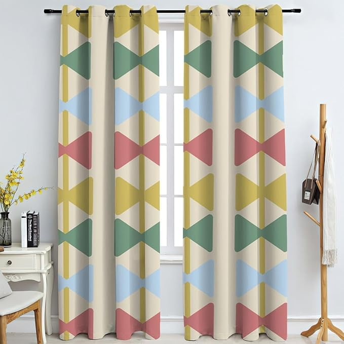 Colorful Geometry Blackout Curtains, Medieval Abstract Art 3D Printed ...