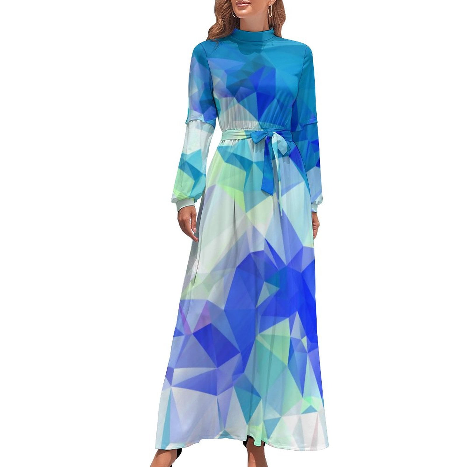 Colorful Geometry Dress Triangle Ombre Print Modern Printed Maxi Dress ...