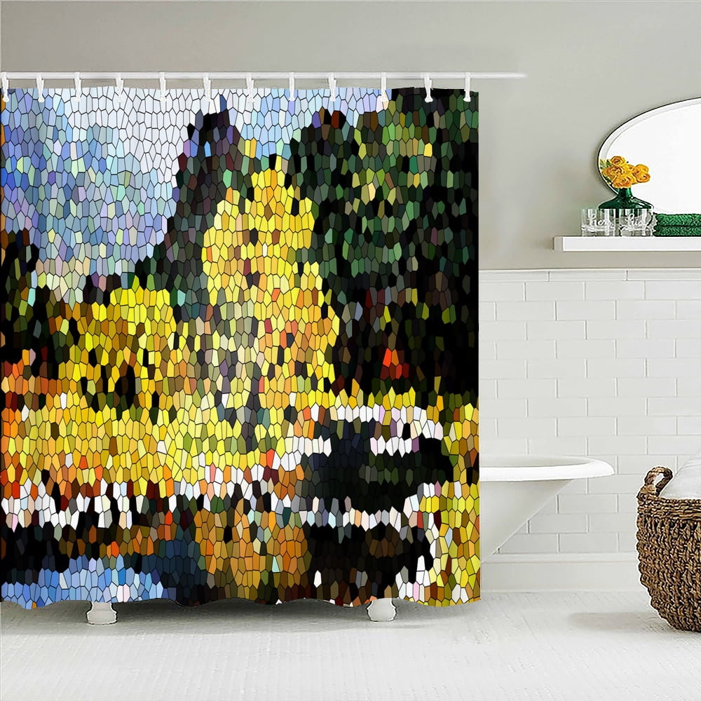 Colorful Geometry Mosaic Shower Curtain Abstract Art Pattern Frabic ...