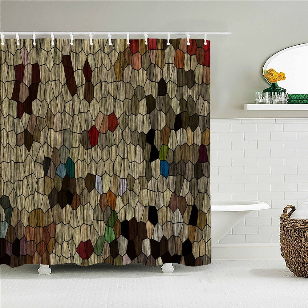 Colorful Geometry Mosaic Shower Curtain Abstract Art Pattern Frabic ...