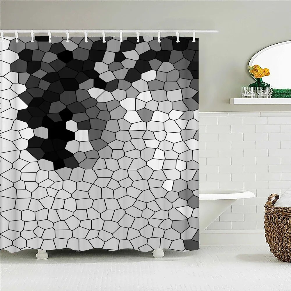 Colorful Geometry Mosaic Shower Curtain Abstract Art Pattern Frabic