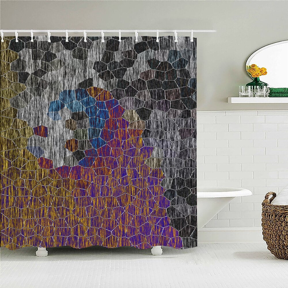 Colorful Geometry Mosaic Shower Curtain Abstract Art Pattern Frabic