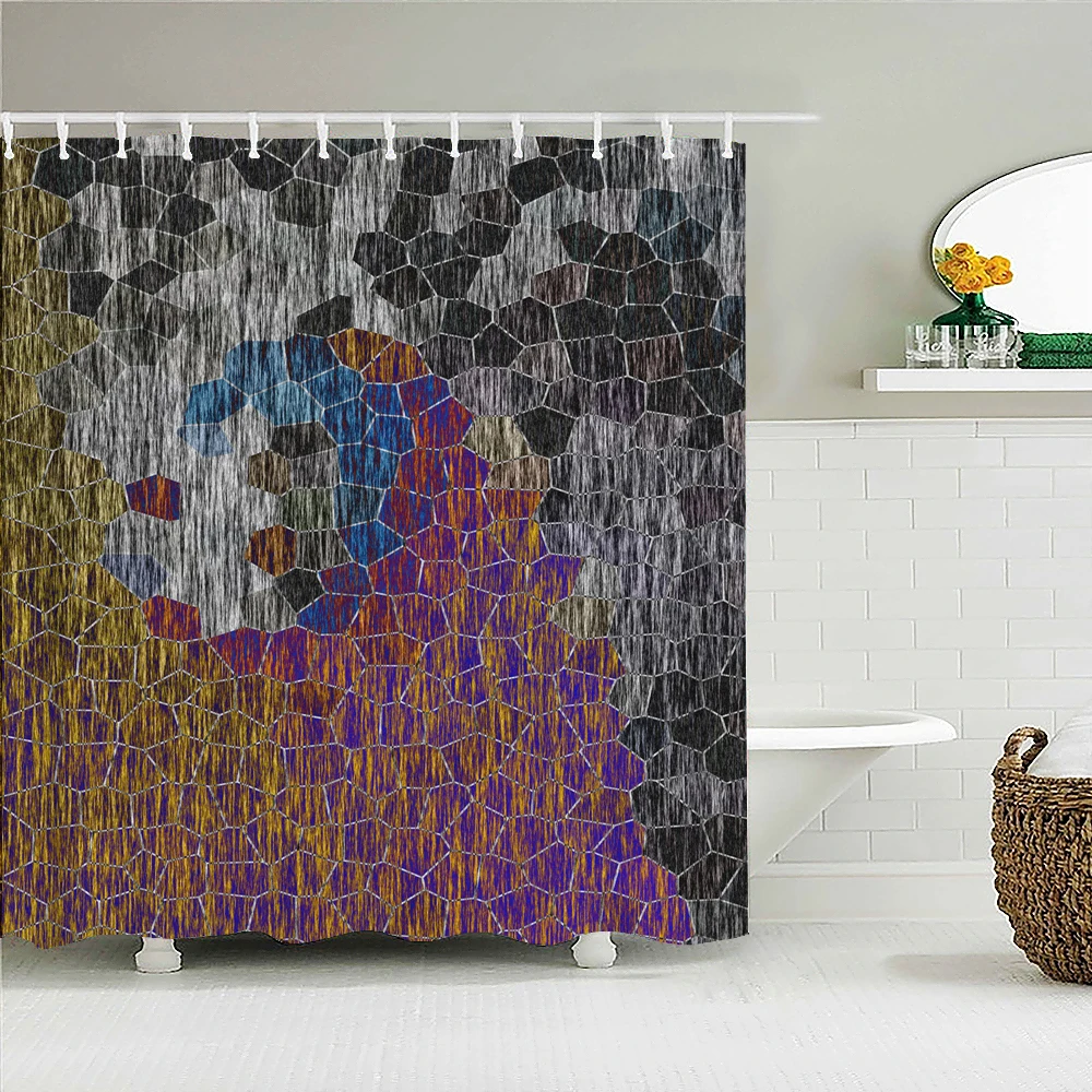 Colorful Geometry Mosaic Shower Curtain Abstract Art Pattern Frabic ...