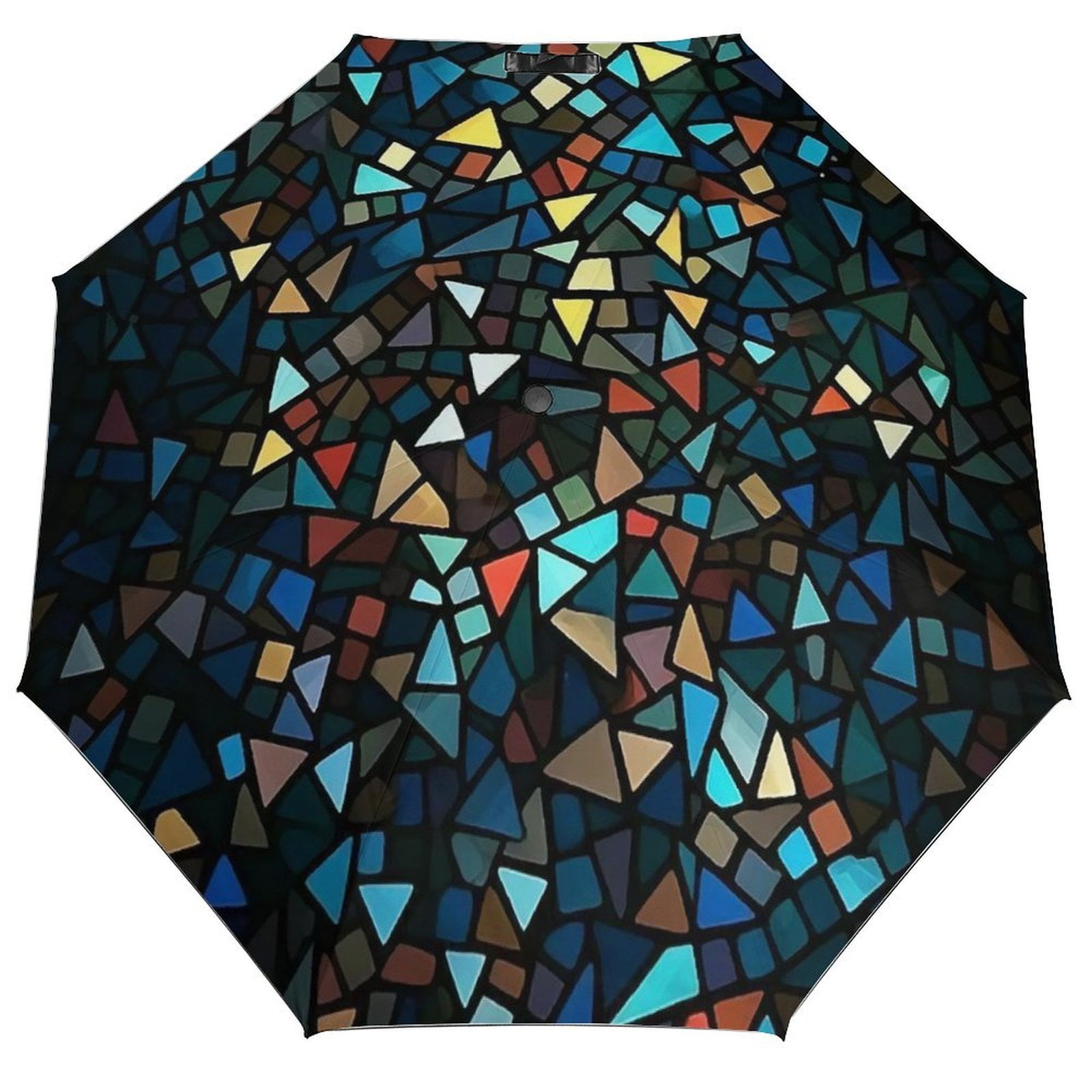 Colorful Geometry Umbrella for Rain - Portable, Double Layer Automatic ...