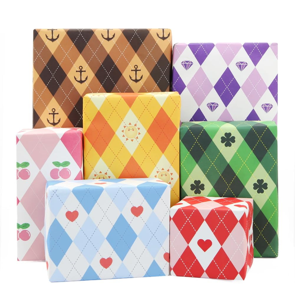 Colorful Gift Wrapping Paper, KEF16 7 Folded Sheets Birthday Wrapping ...