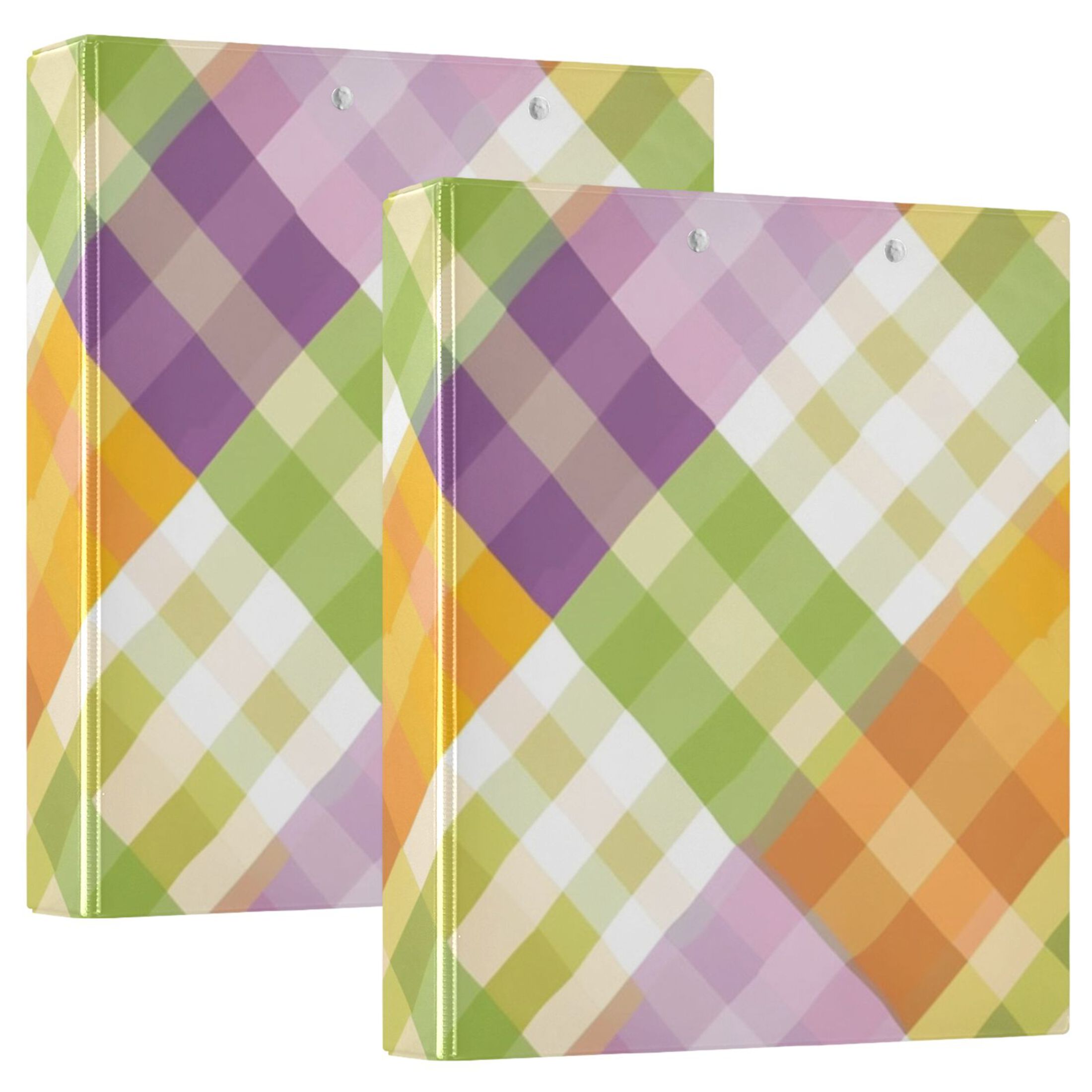 Colorful Gingham 3 Ring Hardcover Binders 1.5" Round Rings for Letter ...