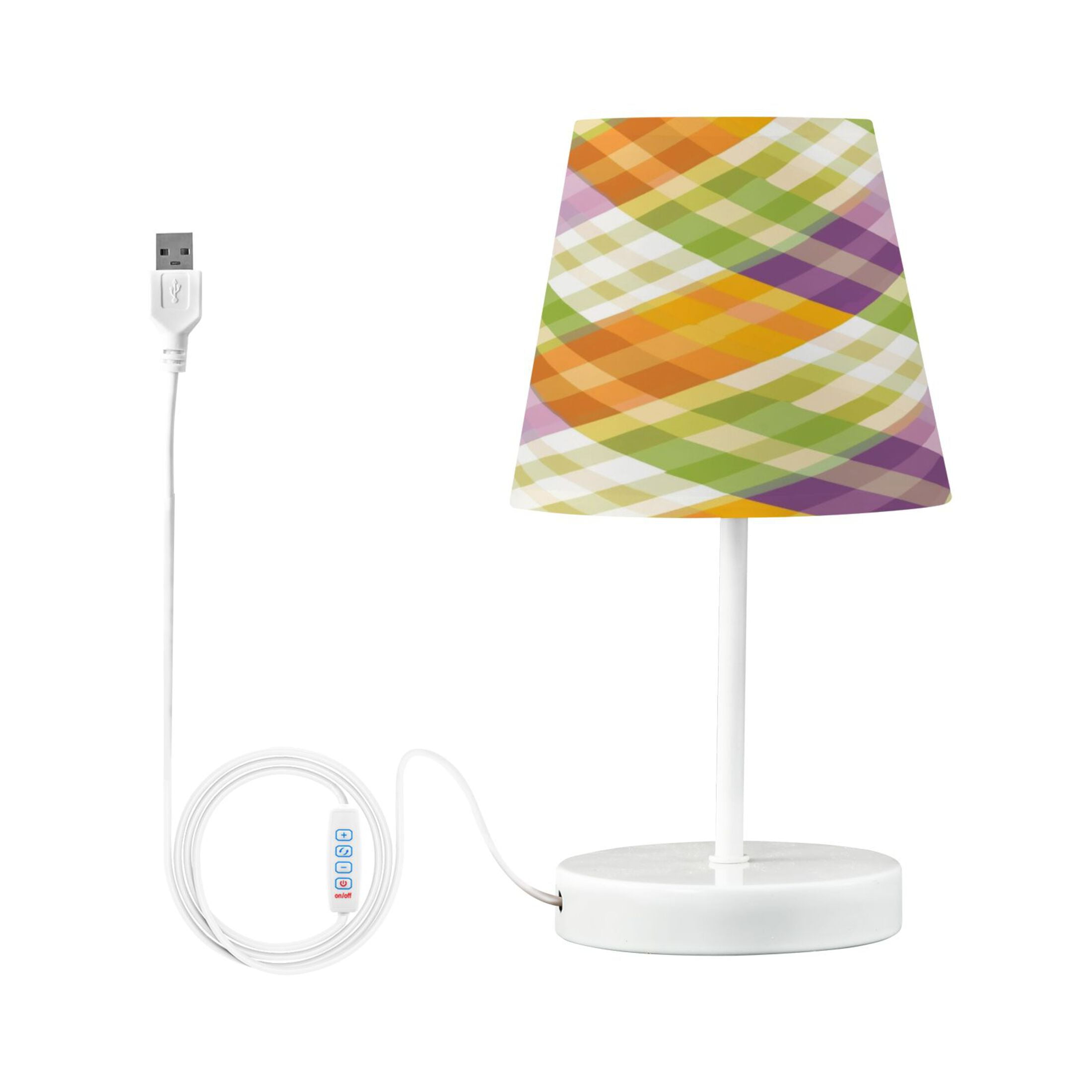 Colorful Gingham Desk Lamp LED Table Nightstand Lamps with 3 Color ...