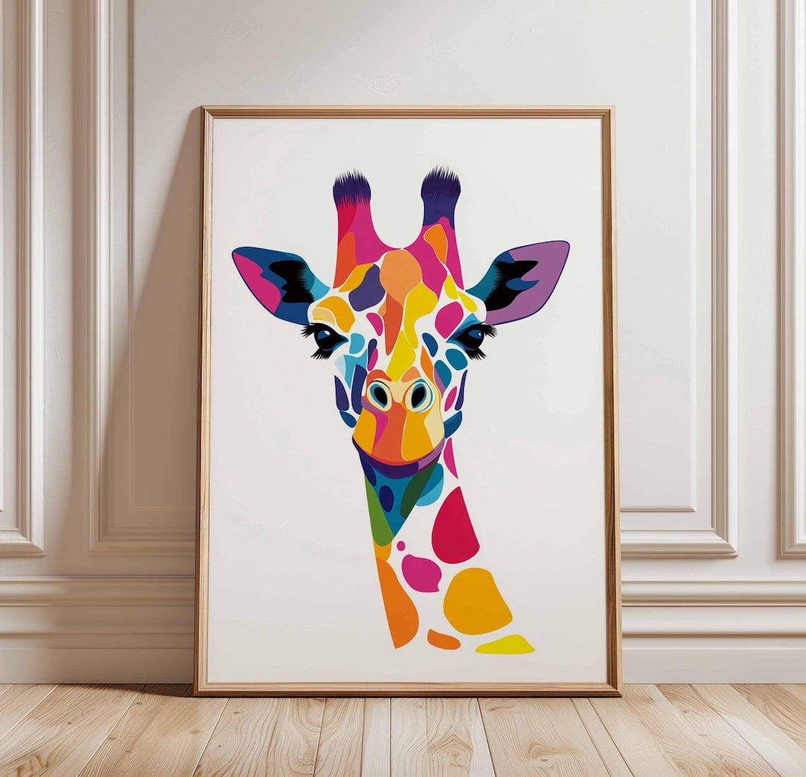 Colorful Giraffe Poster Abstract Animal Art Modern Wildlife Decor ...