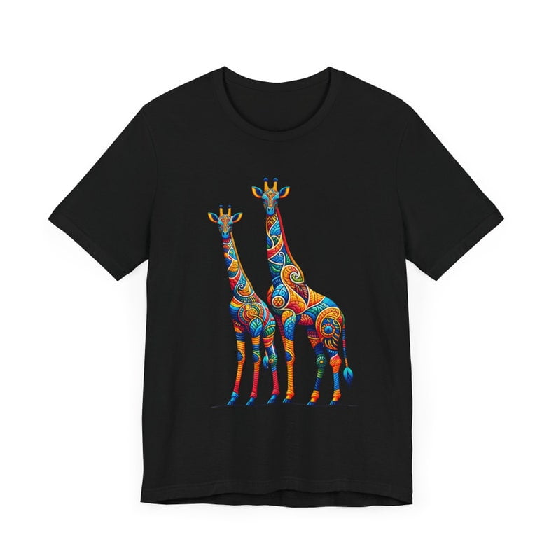 Colorful Giraffe T-Shirt, Boho Animal Print Tee, Safari Wildlife Art ...