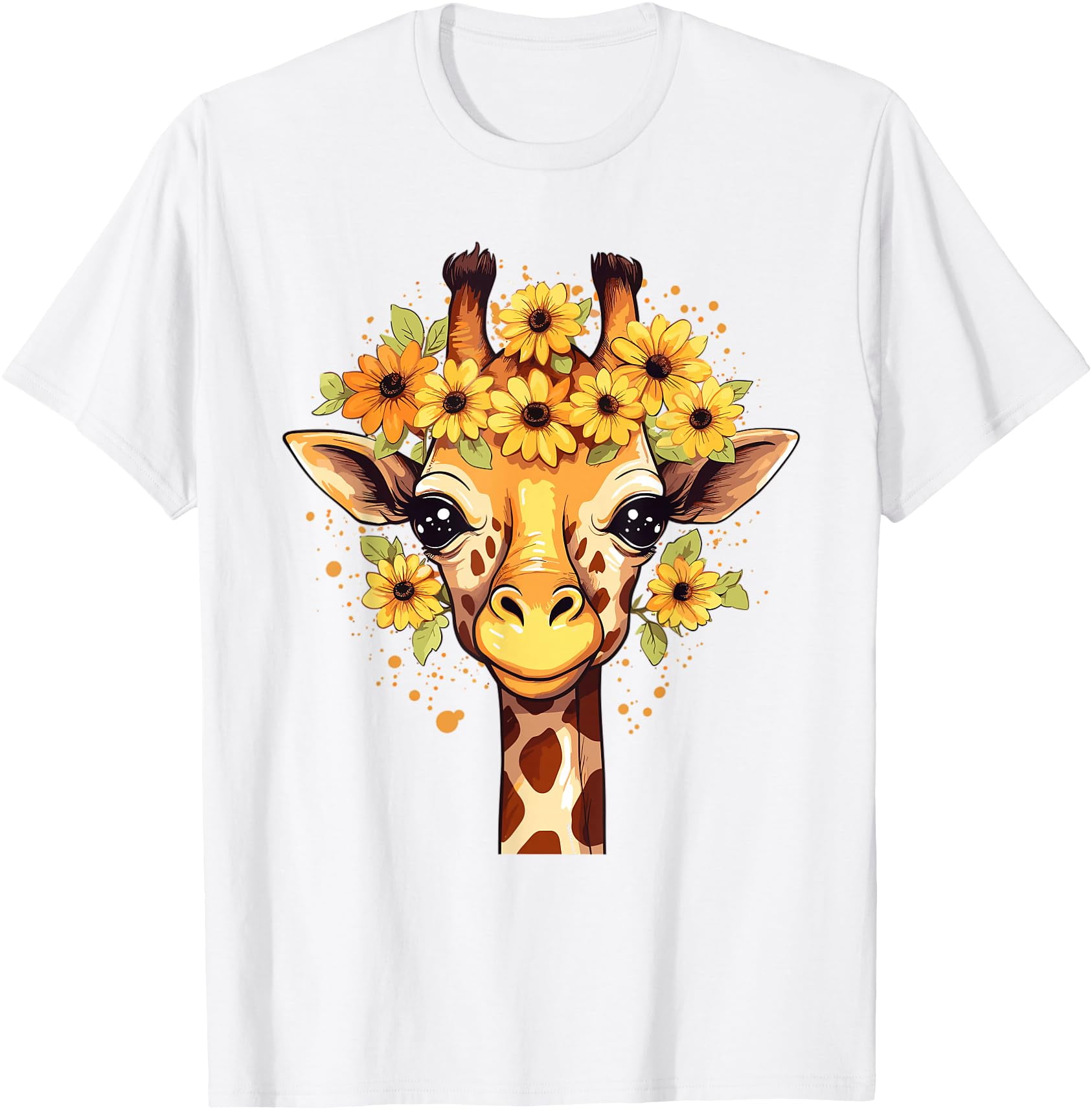Colorful Giraffe With Flower I Softstyle Unisex T-Shirt,White Color ...