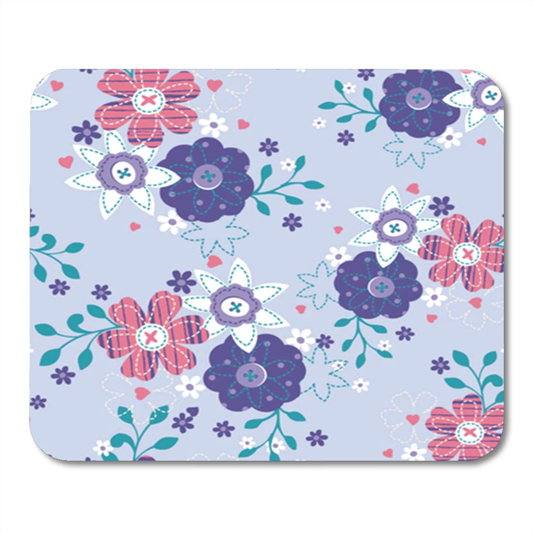 Colorful Girly Button Floral Pink Ditsy Pattern Retro Toddler Mousepad ...