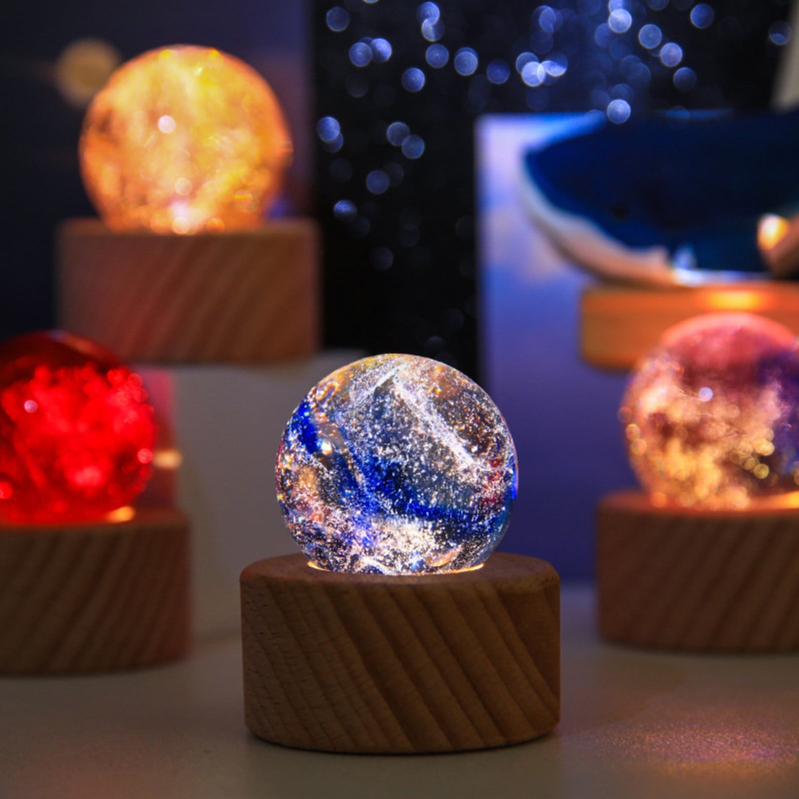 Colorful Glass Crystal Ball Night Lamp | Healing Energy Decoration ...