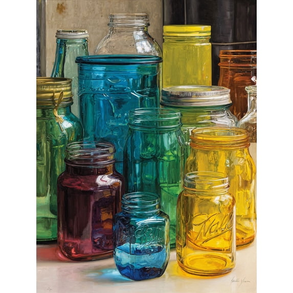 Colorful Glass Jars Still Life Canvas Print, Wall Art for Kitchen ...