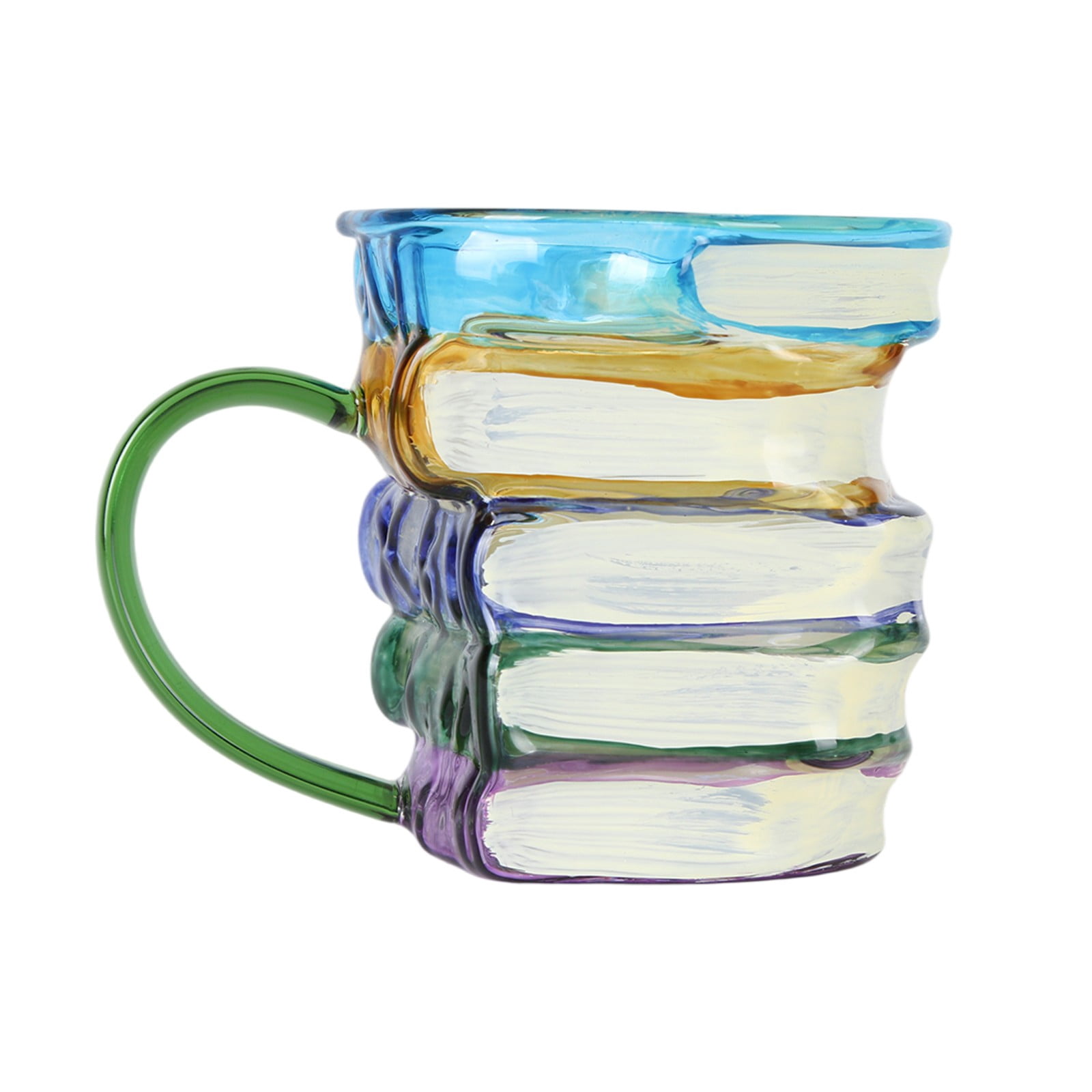 Colorful Glass Mug Shaped Like a Stack of Books, Unique Coffee Cup for ...