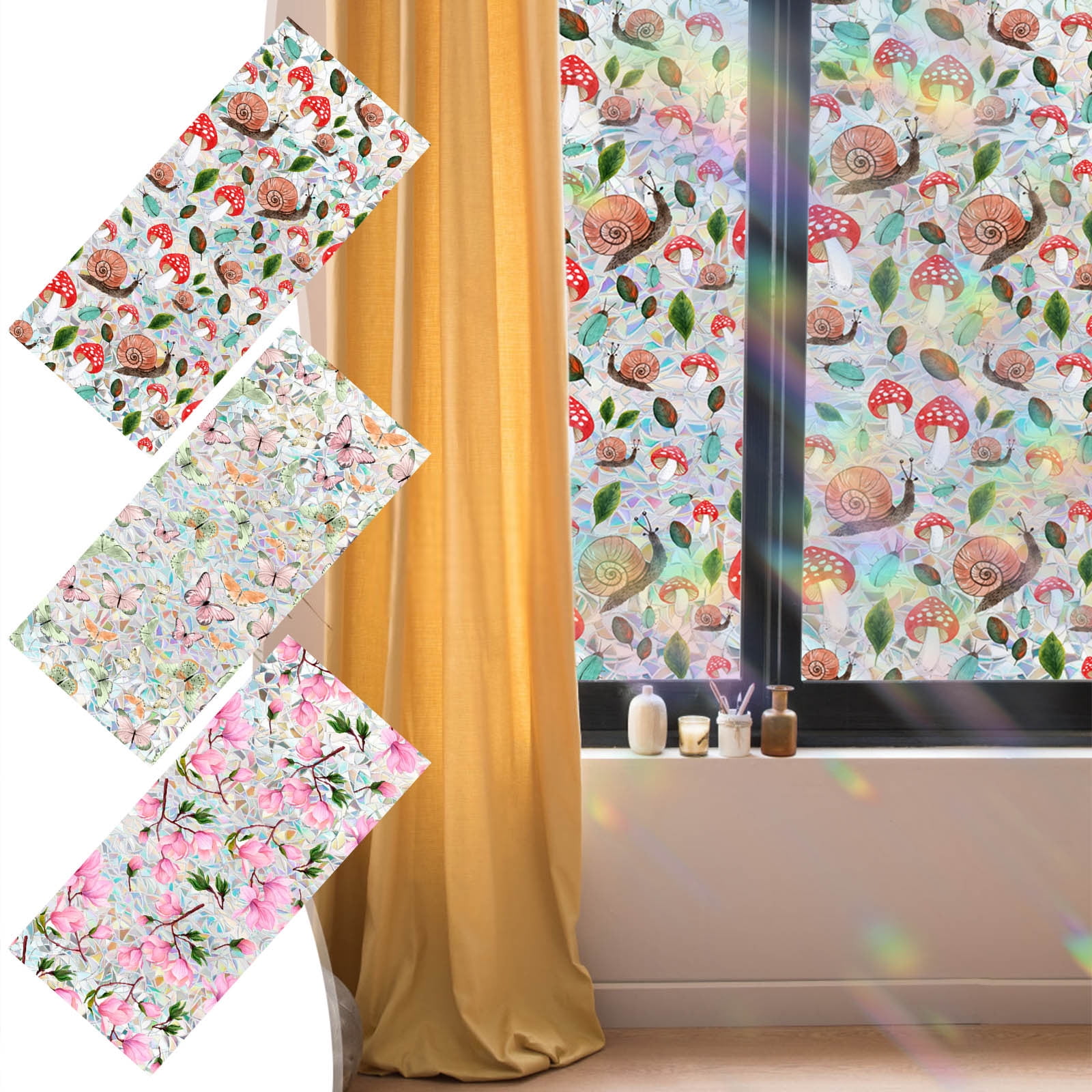 Colorful Glass Stickers, Removable Window Decals, Double-sided Adhesive ...