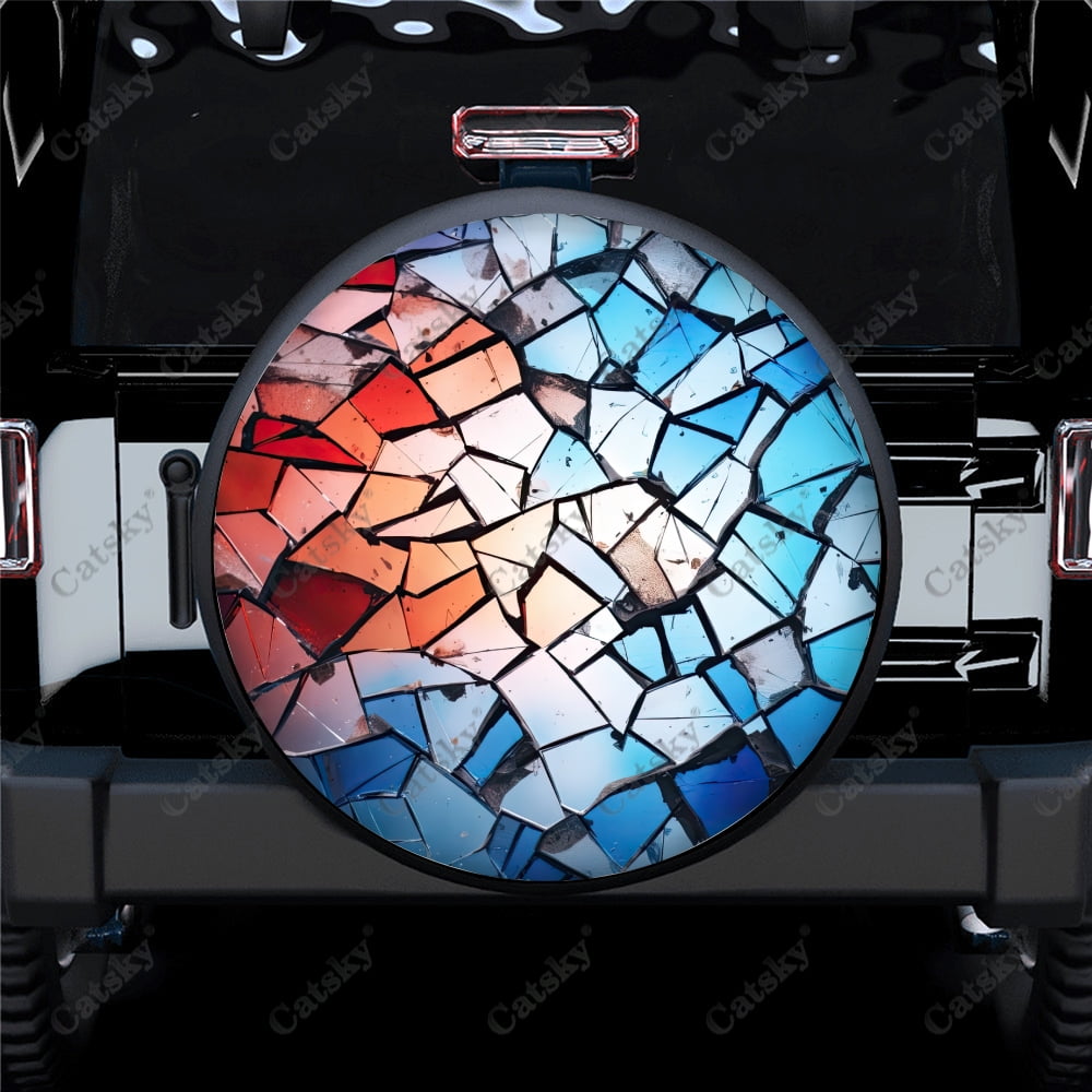 Colorful Glass Window Fractal Art Polyester Universal Spare Wheel Tire ...