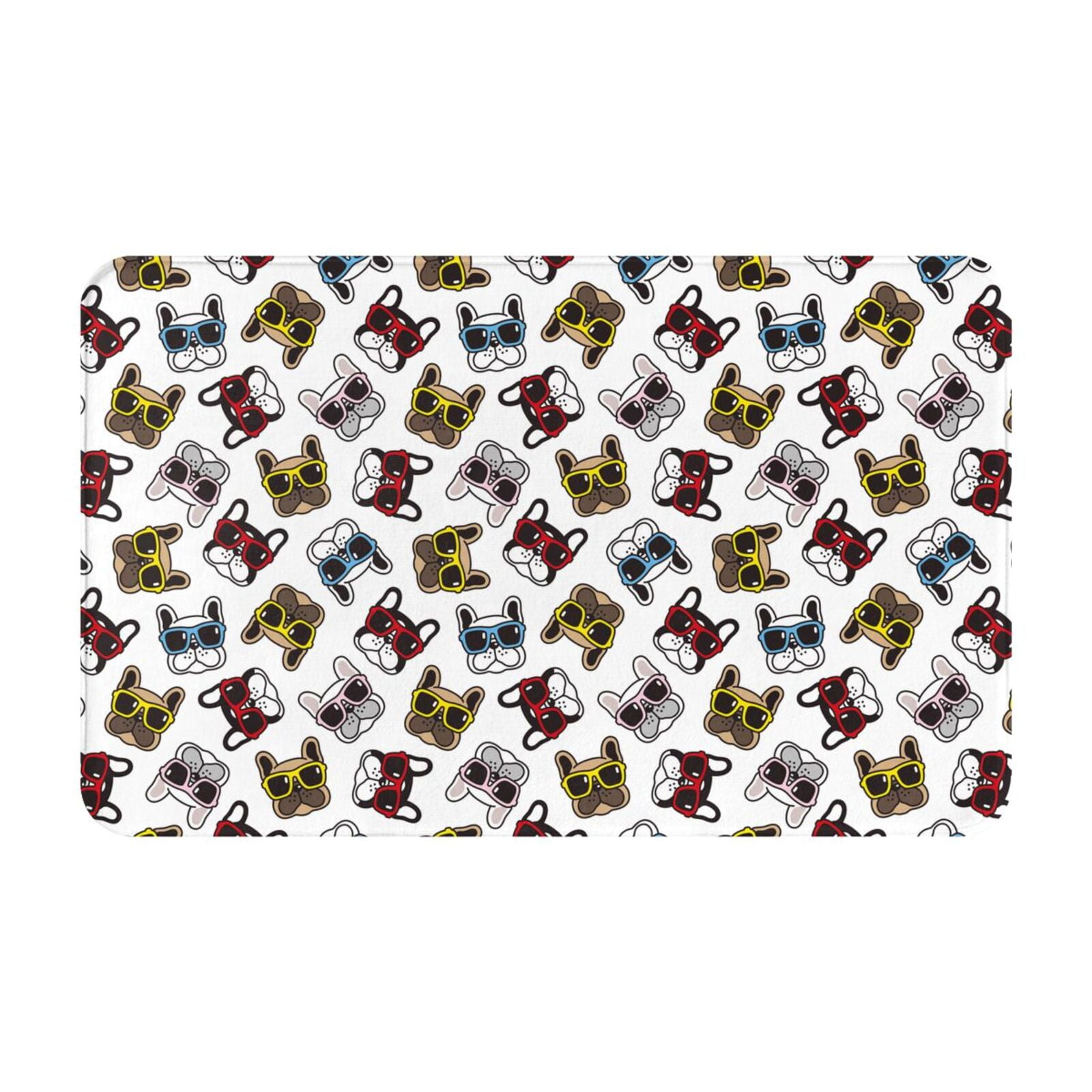 Colorful Glasses French Bulldog Door Mat for Indoor, Welcome Door Mats ...