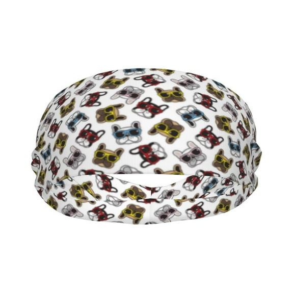 Colorful Glasses French Bulldog Sports Headbands for Men/Women Workout ...