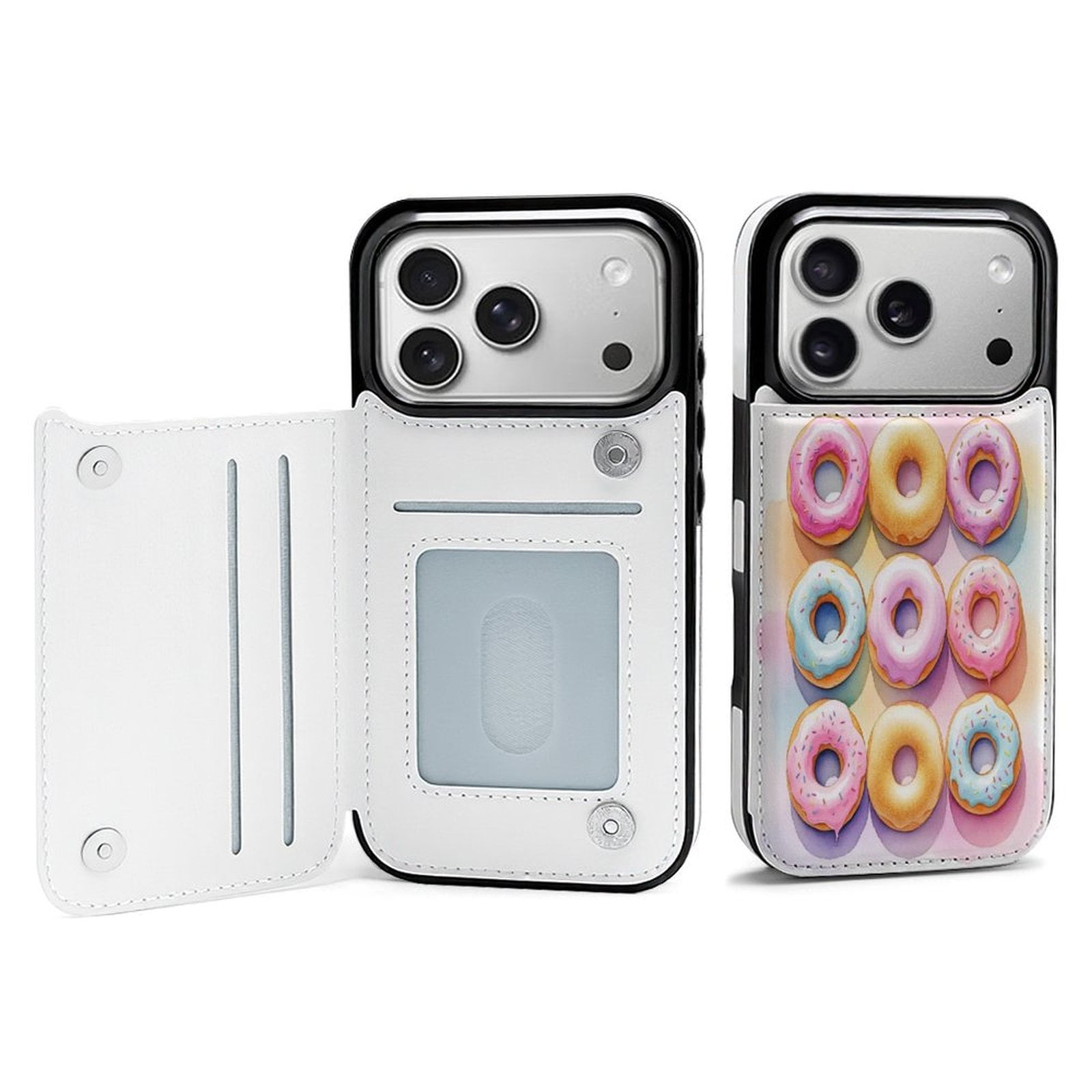 Colorful Glazed Donuts Pattern Leather Wallet Case for iPhone 17 Wallet ...