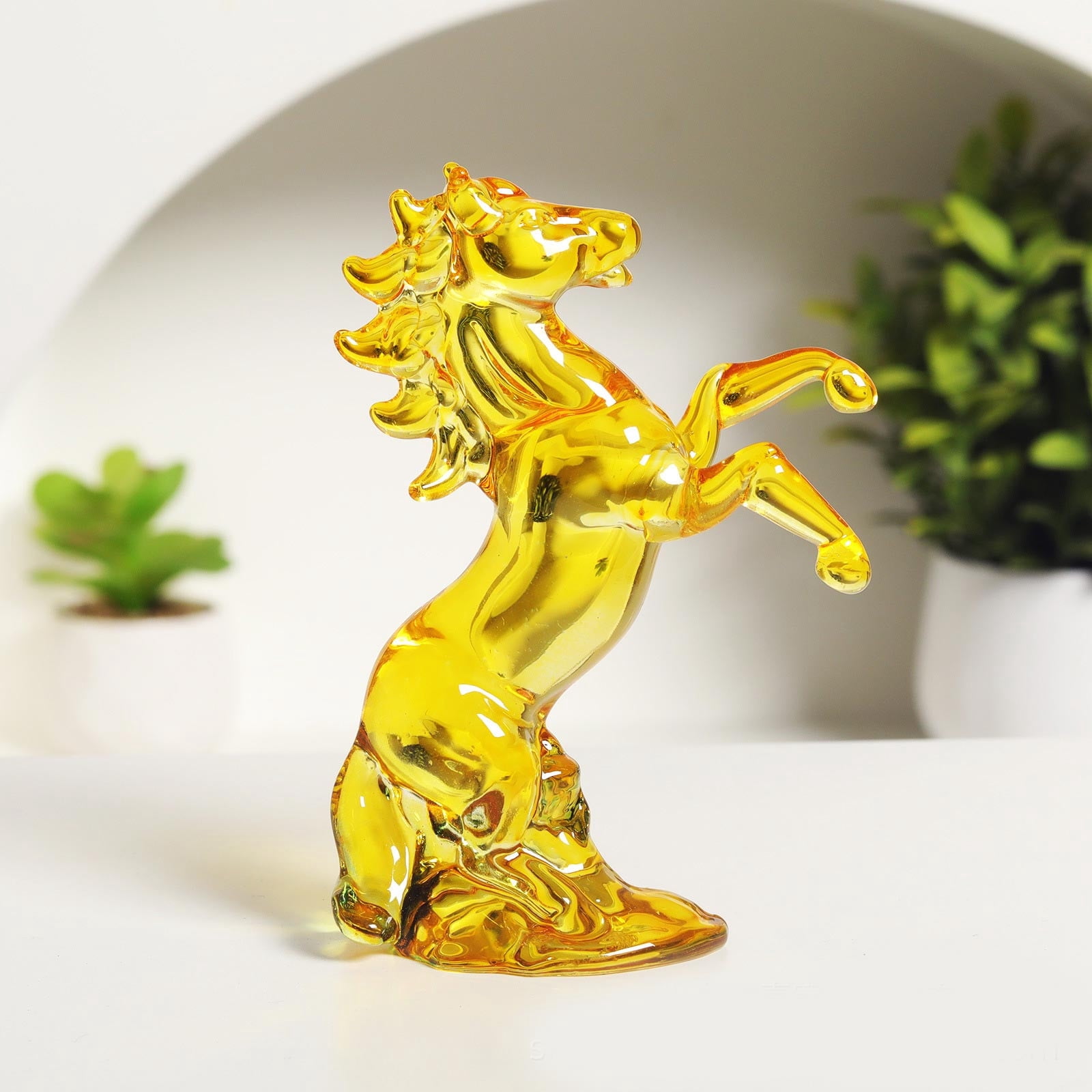 Colorful Glazed Glass Carousel Decoration with Crystal Galloping Horse ...