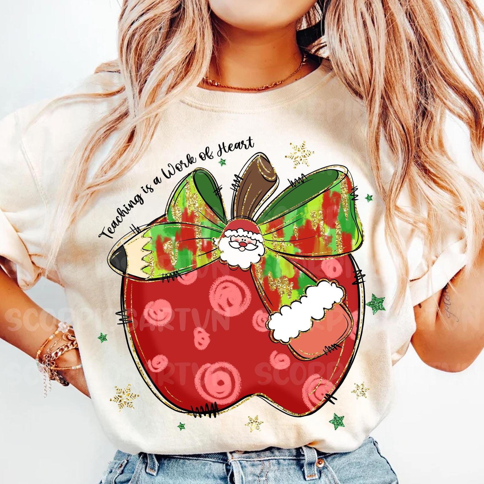 Colorful Glitter Apple Bow Png, Christmas Png, Christmas Teacher Png ...