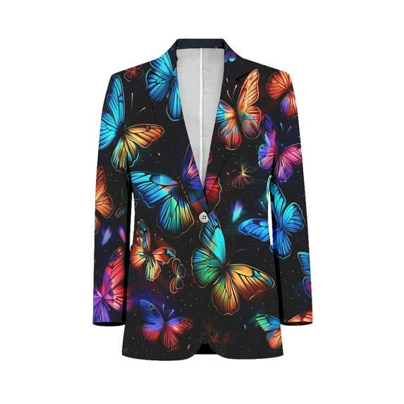 Colorful Glitter Butterflies Customized Men's Suits full man Shawl ...
