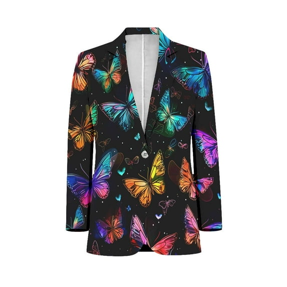 Colorful Glitter Butterflies Men's Suit Blazer Casual Party Wear Slim Fit Suit Jacket ...
