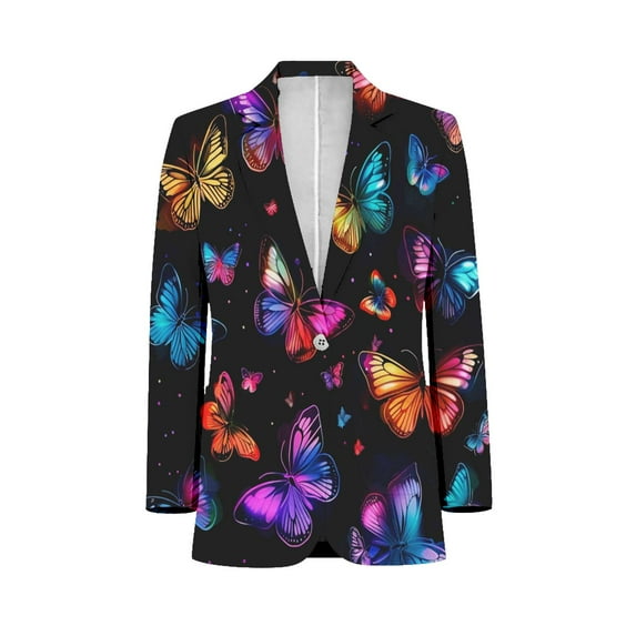 Colorful Glitter Butterflies Mens Suits Shawl Collar Slim Fit Suit Mens ...
