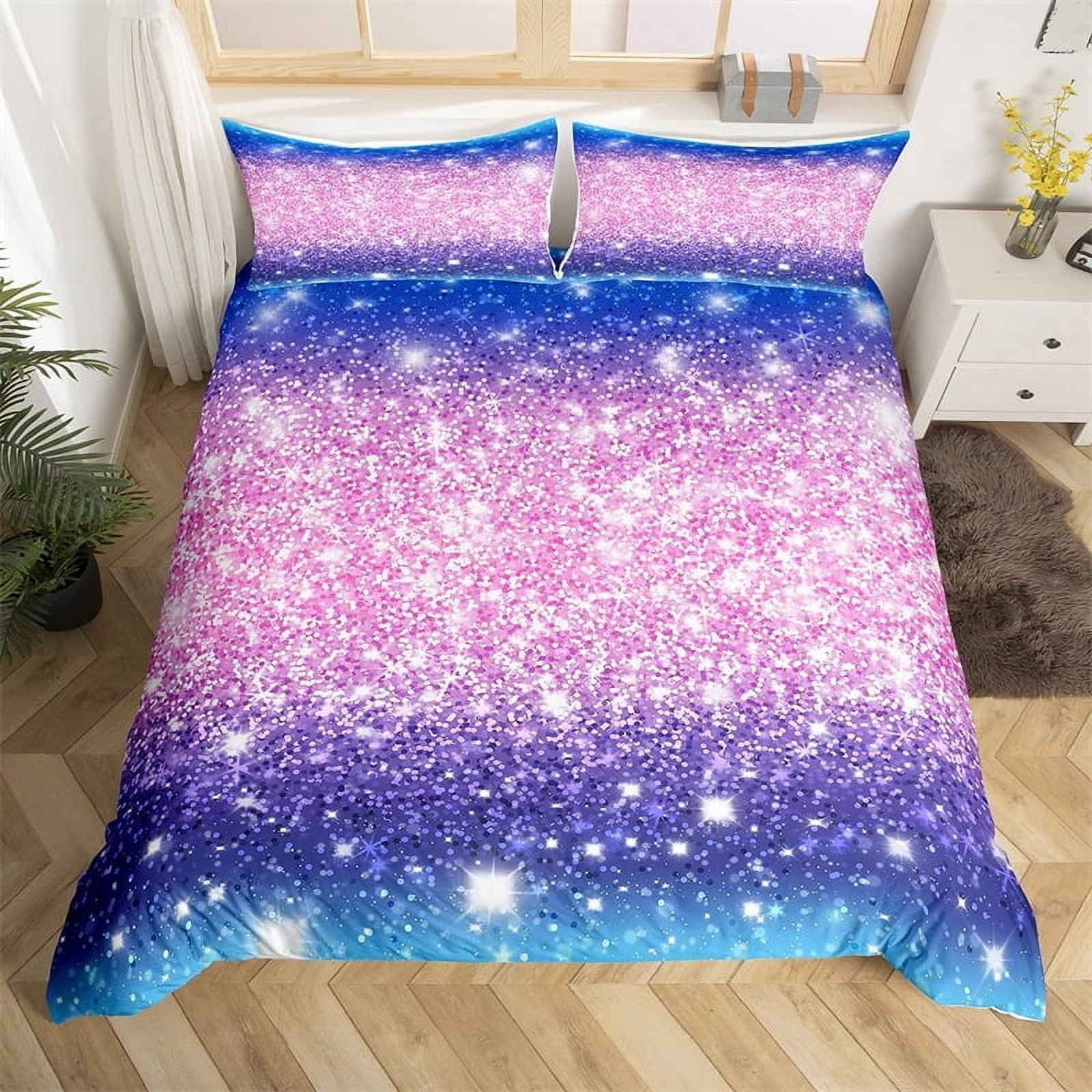 Colorful Glitter Duvet Cover Magical Fantasy Bedding Set Microfiber ...