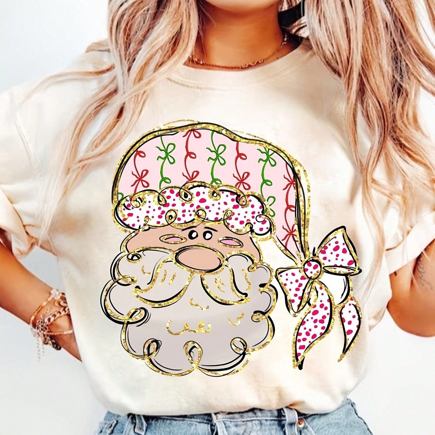 Colorful Glitter Santa, Cistmas, Glitter Coquette Cistmas Santa Claus ...