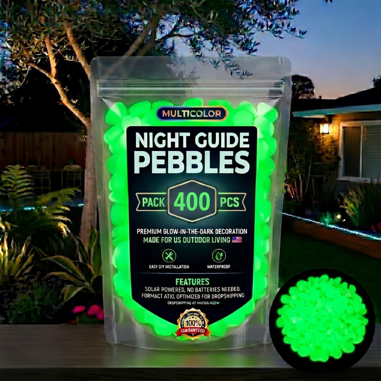 Colorful Glow-in-the-Dark Garden Stones, 2026 New Glowing Pebbles for ...