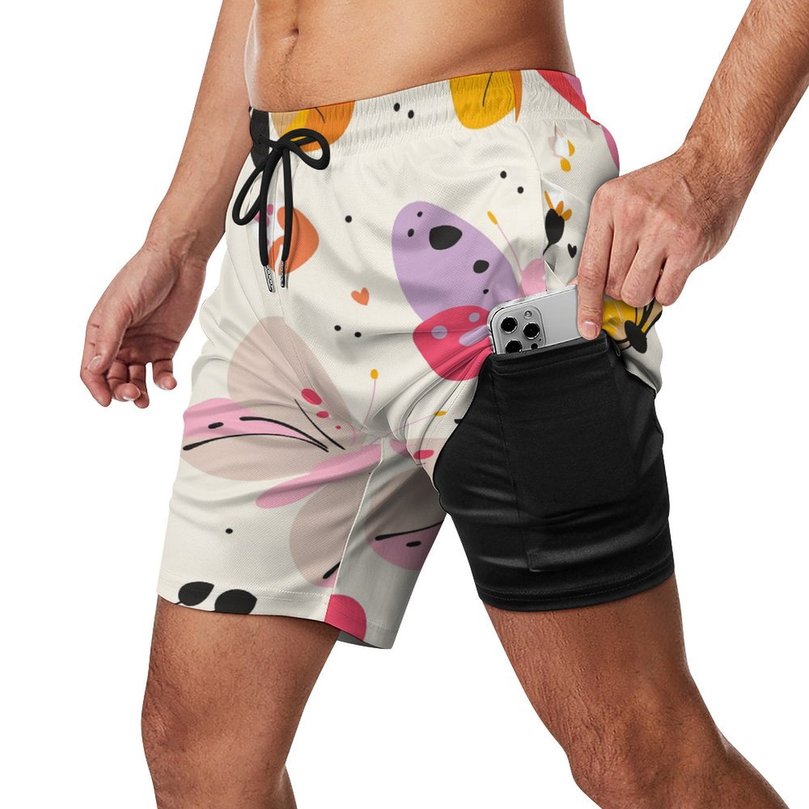 Colorful Glowing Butterfly Quick Dry Swimming Shorts For Men Swimwear ...