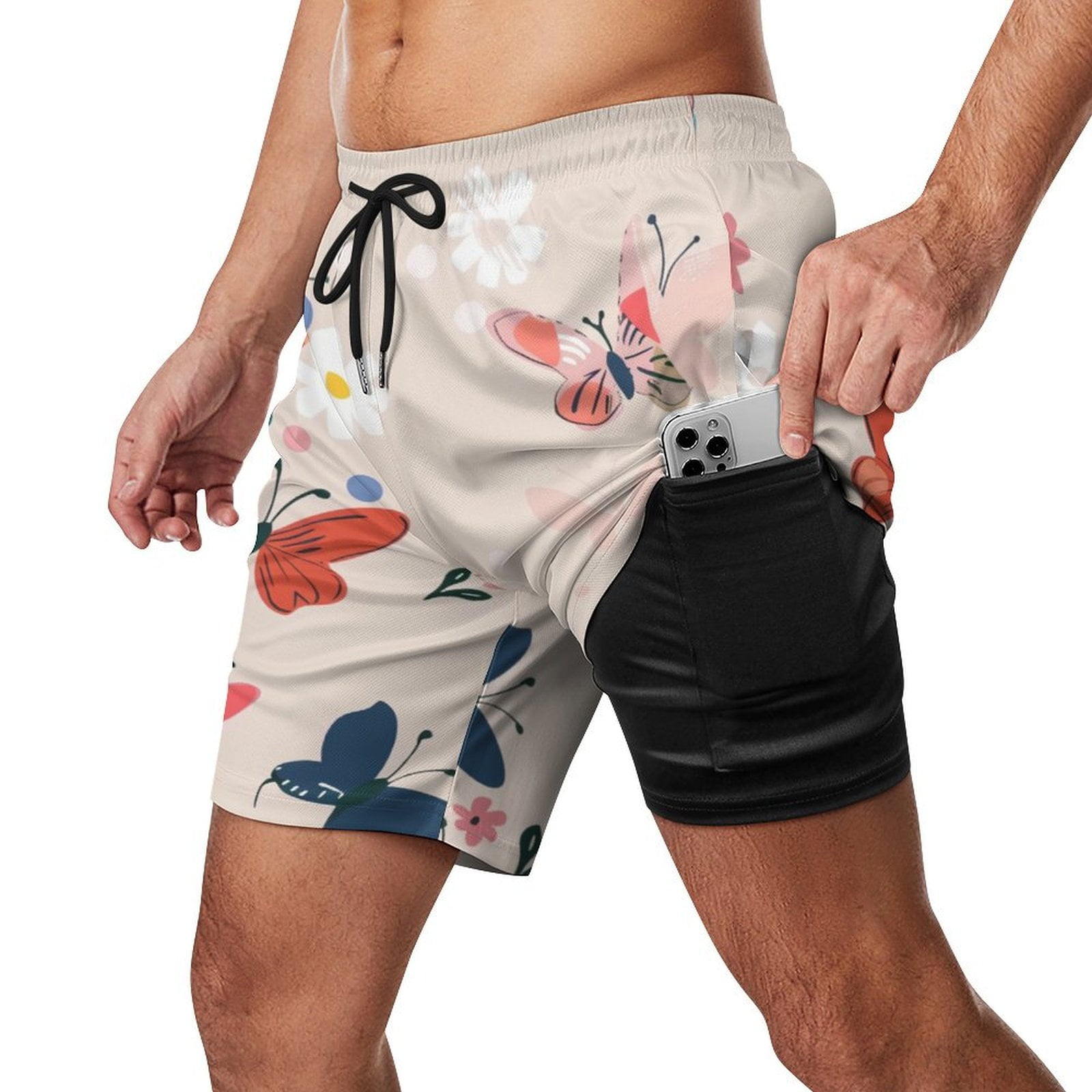 Colorful Glowing Butterfly Quick Dry Swimming Shorts For Men Swimwear ...