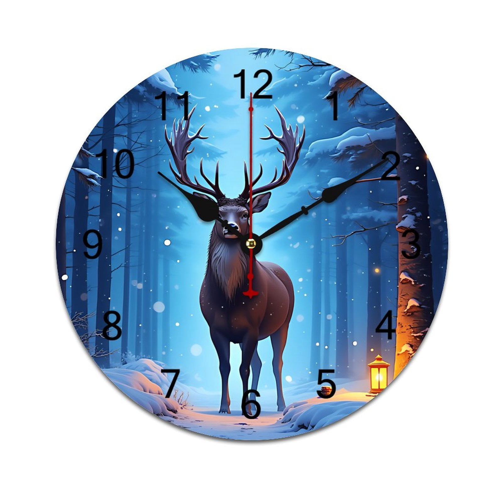 Colorful, Glowing Deer Starry Night Sky Bedroom Wall Clock Large Modern ...