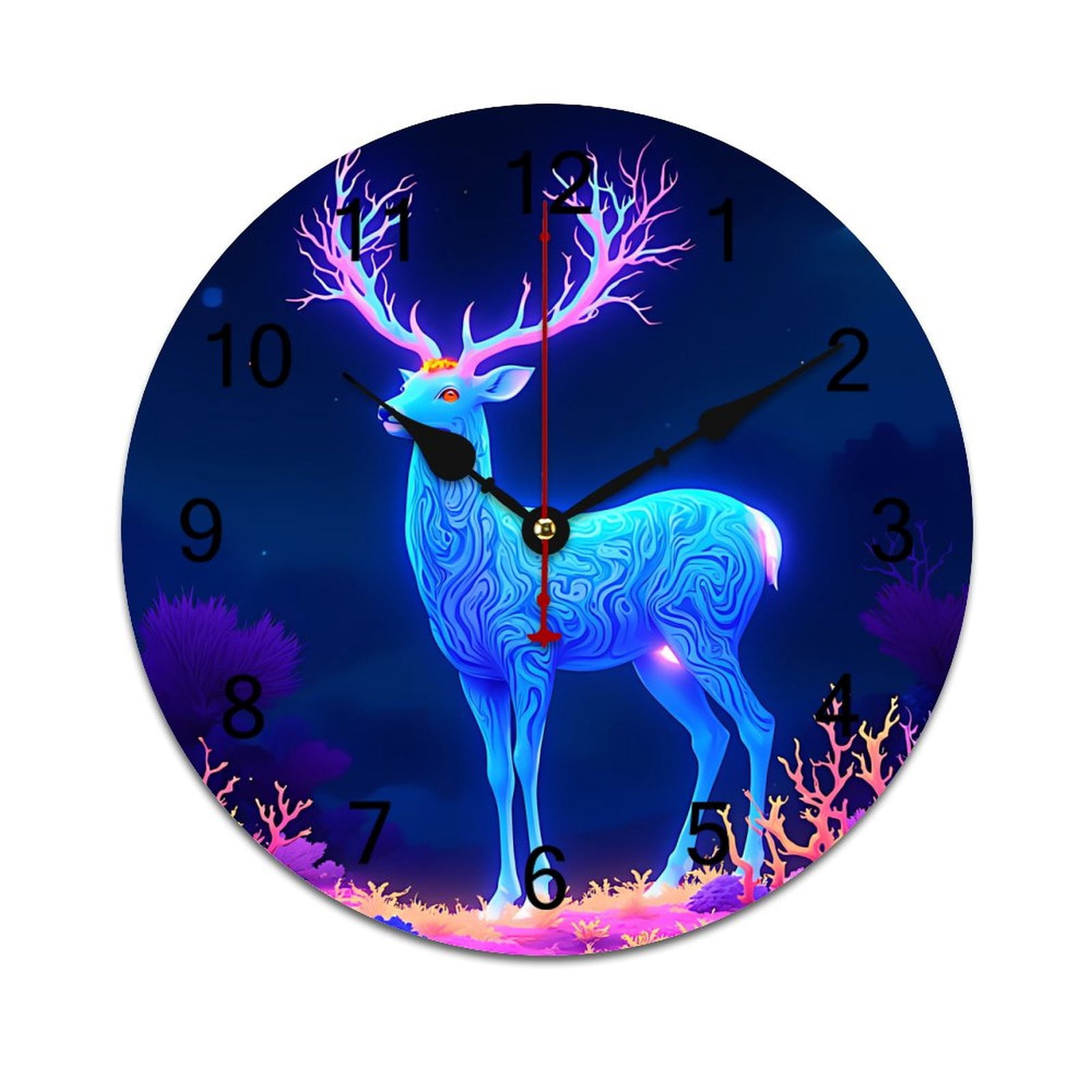 Colorful, Glowing Deer Starry Night Sky Time Decorative Wall Clocks ...